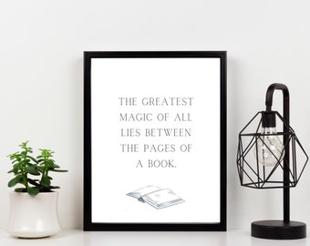 READING Quote Printable Book Lover Poster Reading Wall Art | Etsy