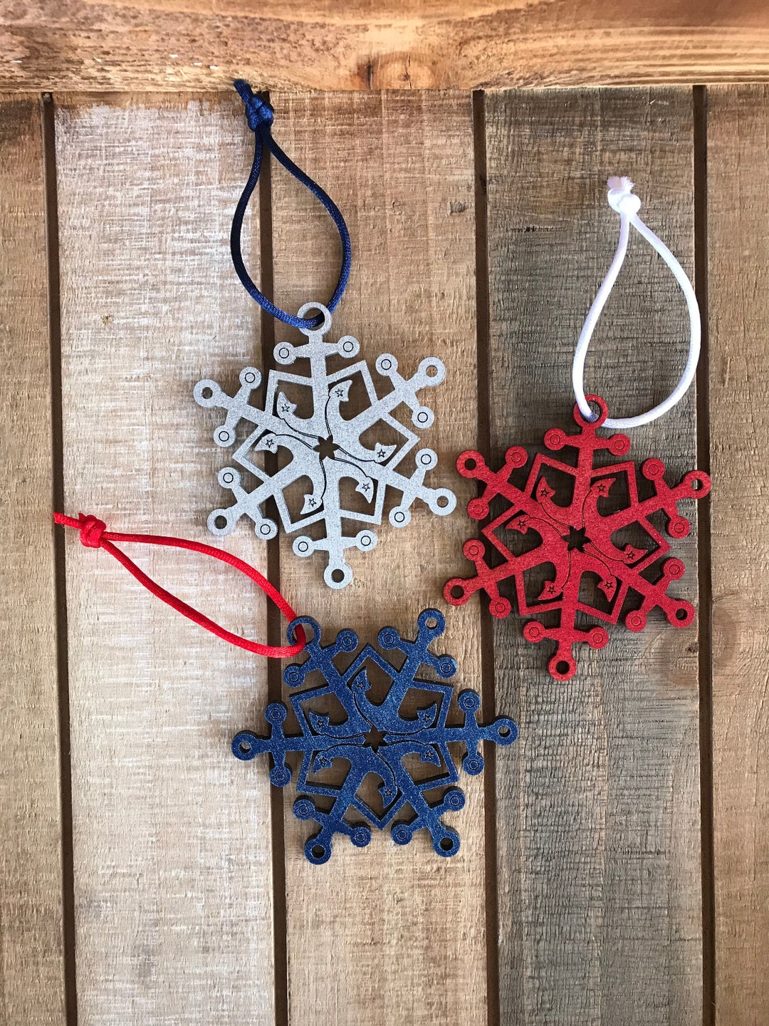 Anchor Snowflake Ornament Set, Anchor Ornaments, Navy Ornaments ...