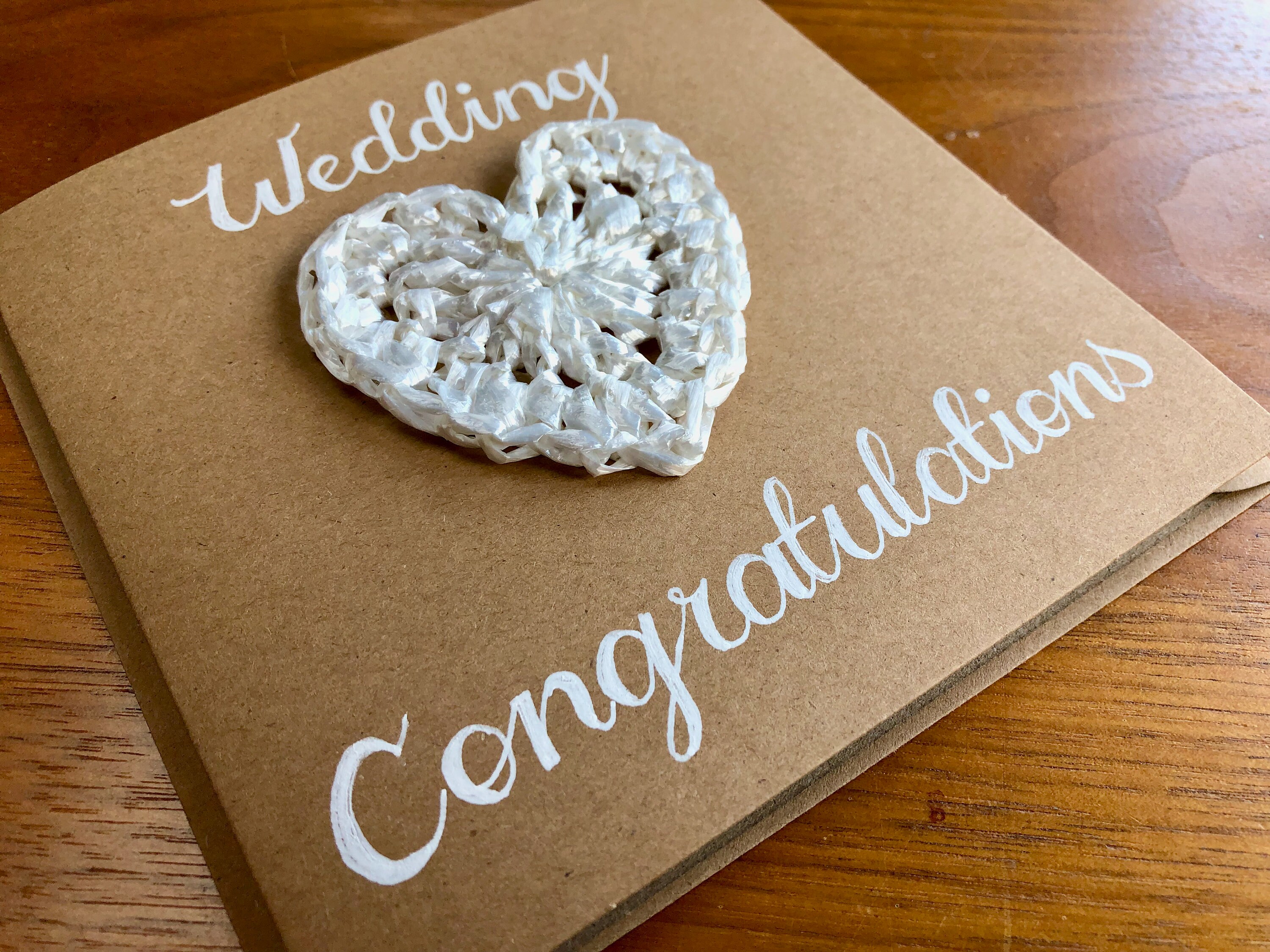 Wedding Congratulations White Crochet Heart Card Wedding - Etsy UK