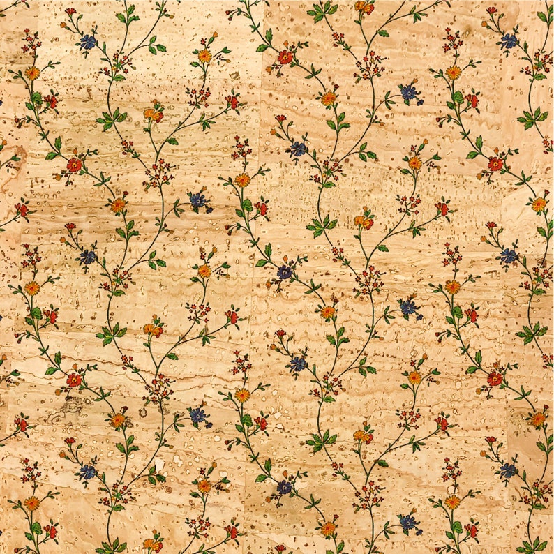 Floral Patterned Cork Fabric, Eco-friendly Material (50cm X 32cm) - Etsy