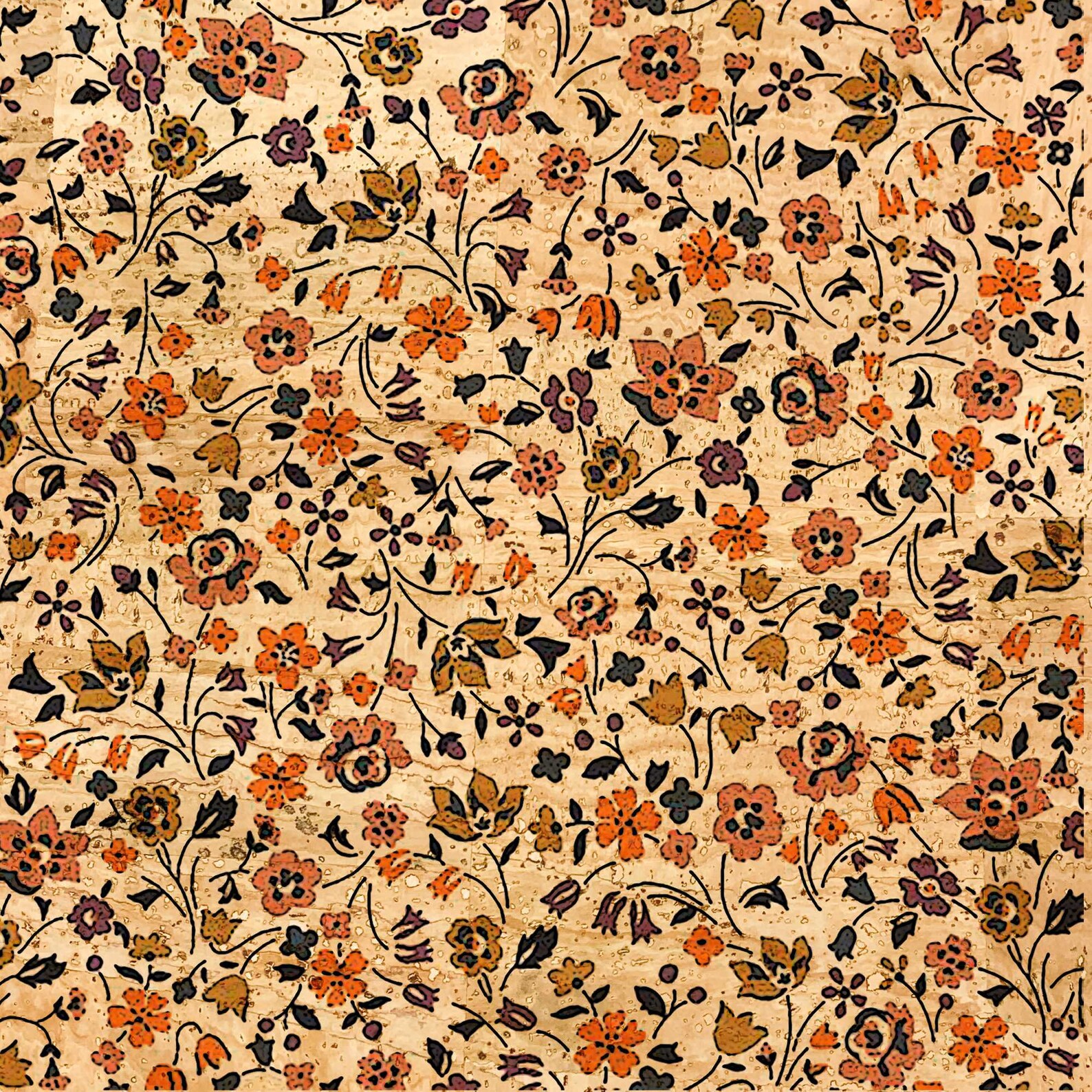 Printed Cork Floral Cork Cork Skin Ecological Fabric - Etsy