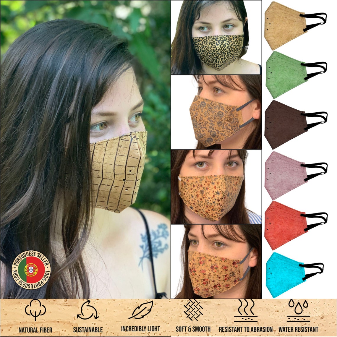 Cork Mask Washable and Reusable Cork Mask for Adults | Etsy