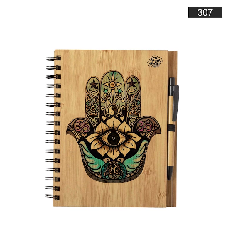 Bamboo Notebook, Patterned Notebook With Pen, Personalized Notebook ...