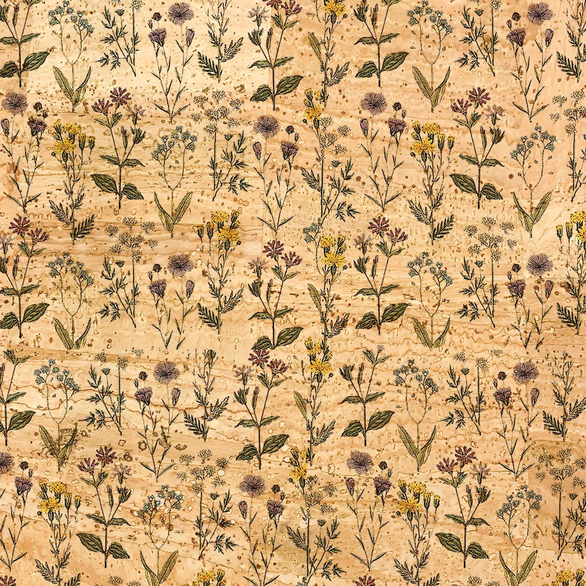 Floral Patterned Cork Fabric, Eco-friendly Material (50cm X 32cm) - Etsy