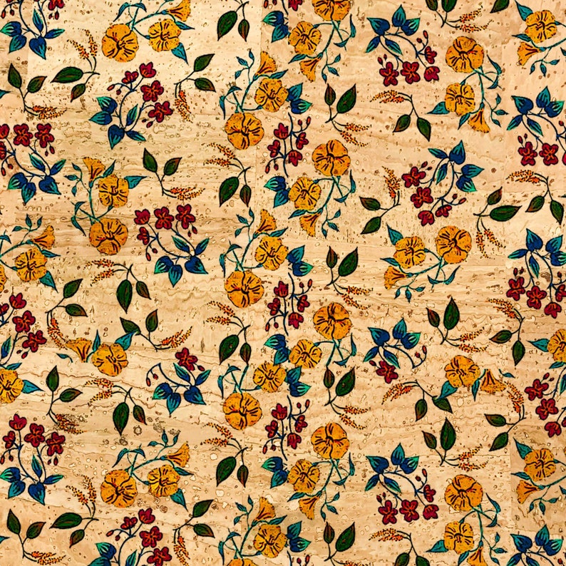 Floral Patterned Cork Fabric, Eco-friendly Material (50cm X 32cm) - Etsy