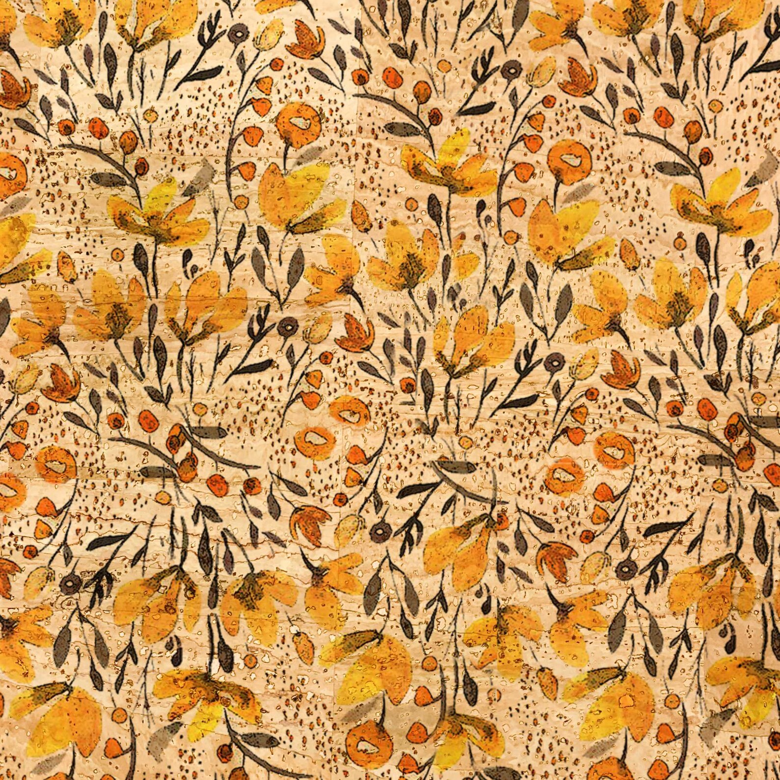 Floral Patterned Cork Fabric, Eco-friendly Material (50cm X 32cm) - Etsy