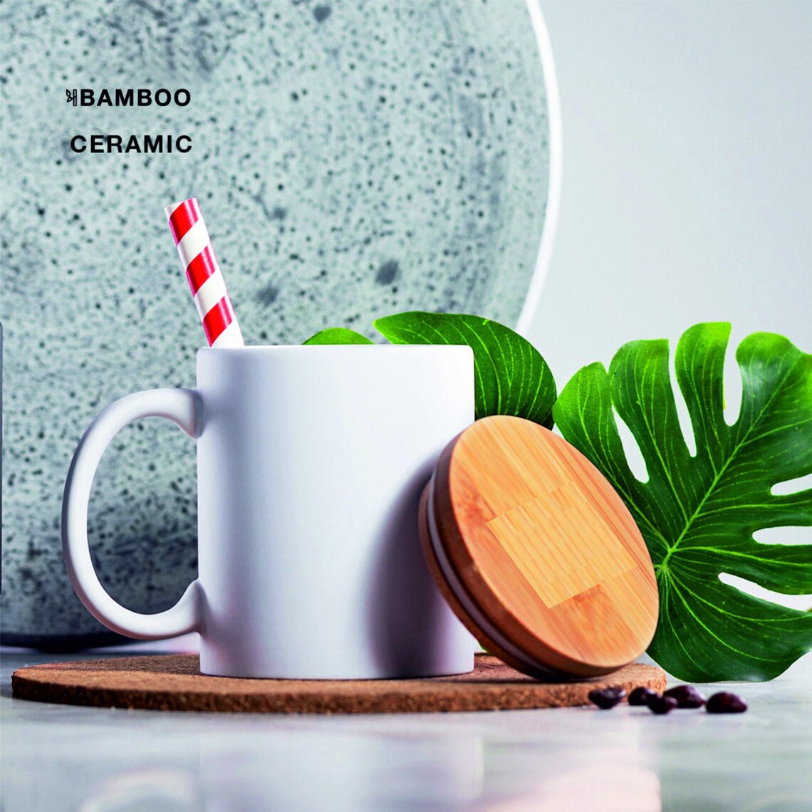 Ceramic Mug With Bamboo Lid, Personalized Coffee Mug - Etsy