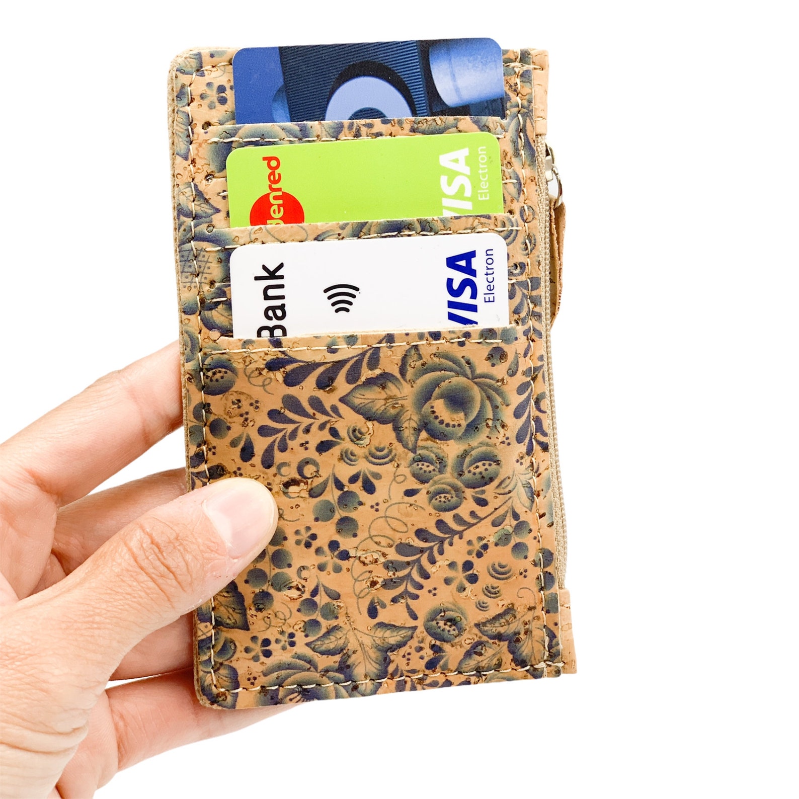 Floral Cork Card Holder, Ecological Card Holder, Small Cork Purse for ...