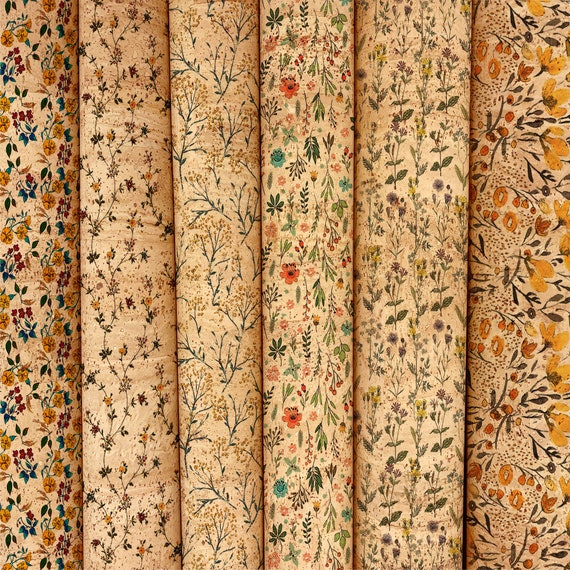 Patterned cork floral cork fabric cork fabric skin | Etsy