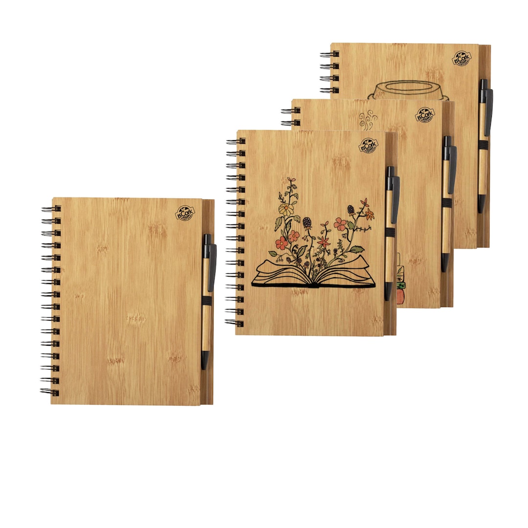 Bamboo Notebook, Patterned Notebook With Pen, Personalized Notebook - Etsy