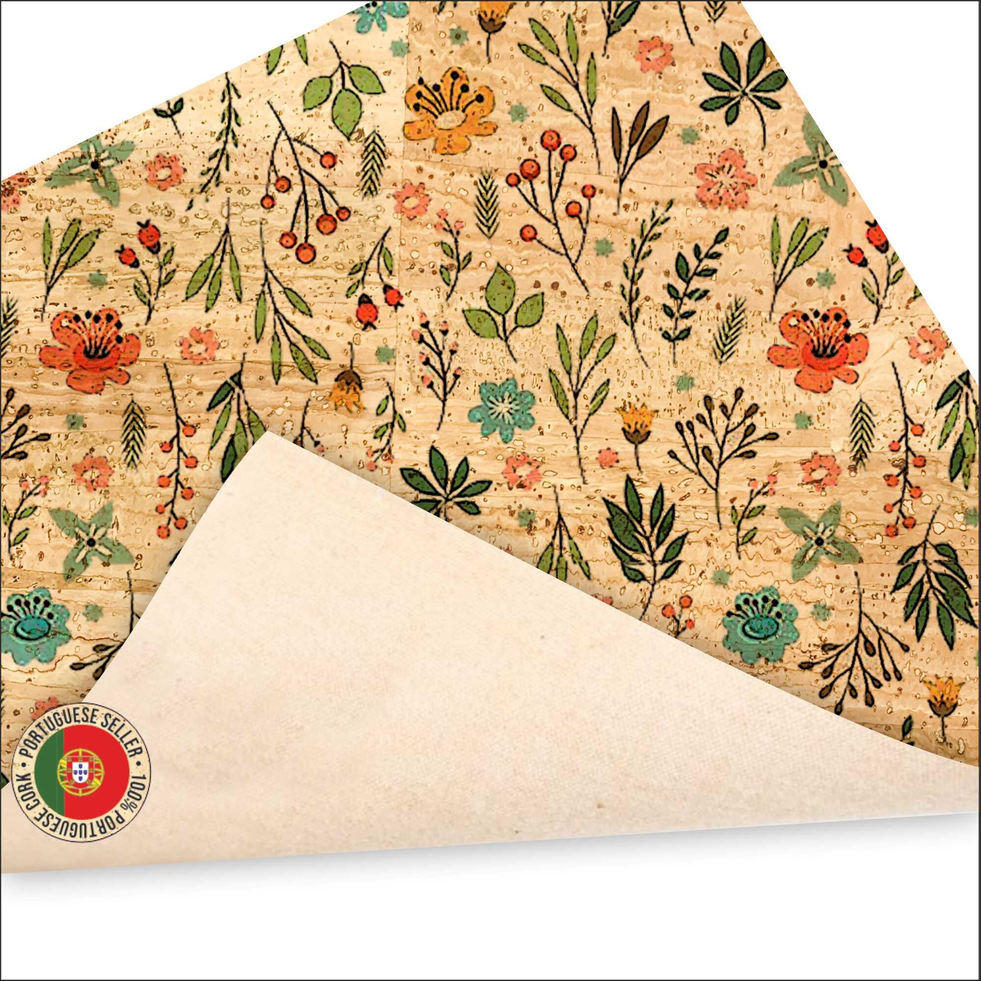 Floral Patterned Cork Fabric, Eco-friendly Material (50cm X 32cm) - Etsy