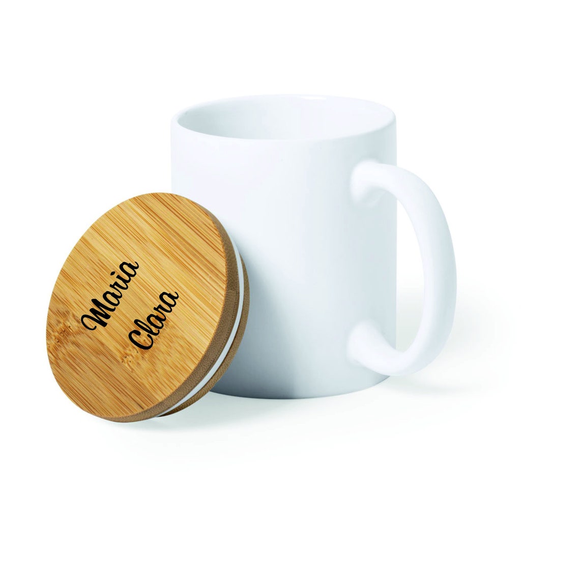 Ceramic Mug With Bamboo Lid / Personalized Bamboo Lid Coffee Mug / Lid ...