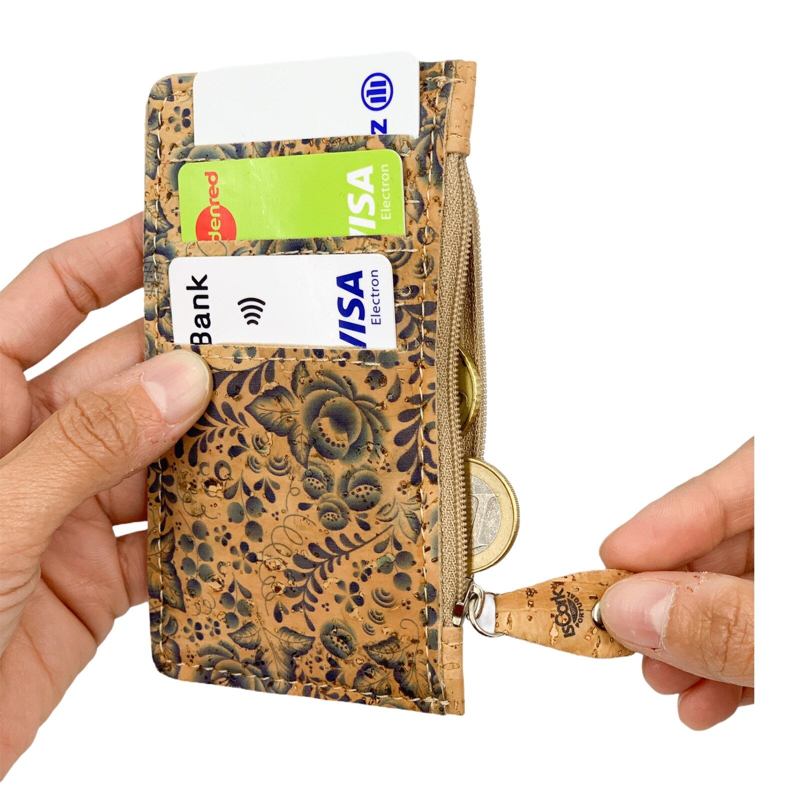 Floral Cork Card Holder, Ecological Card Holder, Small Cork Purse for ...