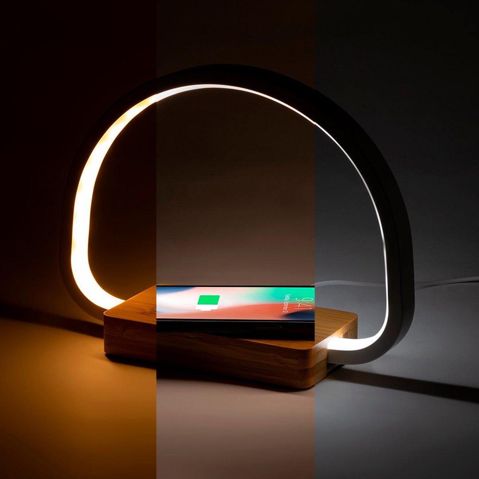 Bamboo Wireless Charging Lamp With Adjustable Light: 10W Charger - Etsy