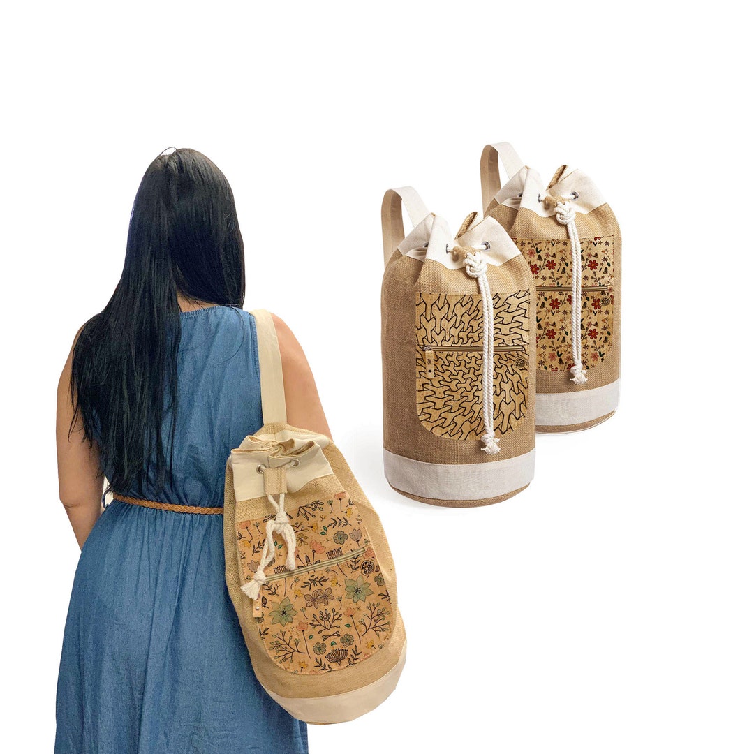 Patterned Backpack, Jute Backpack, Ecological Backpack, Jute School ...
