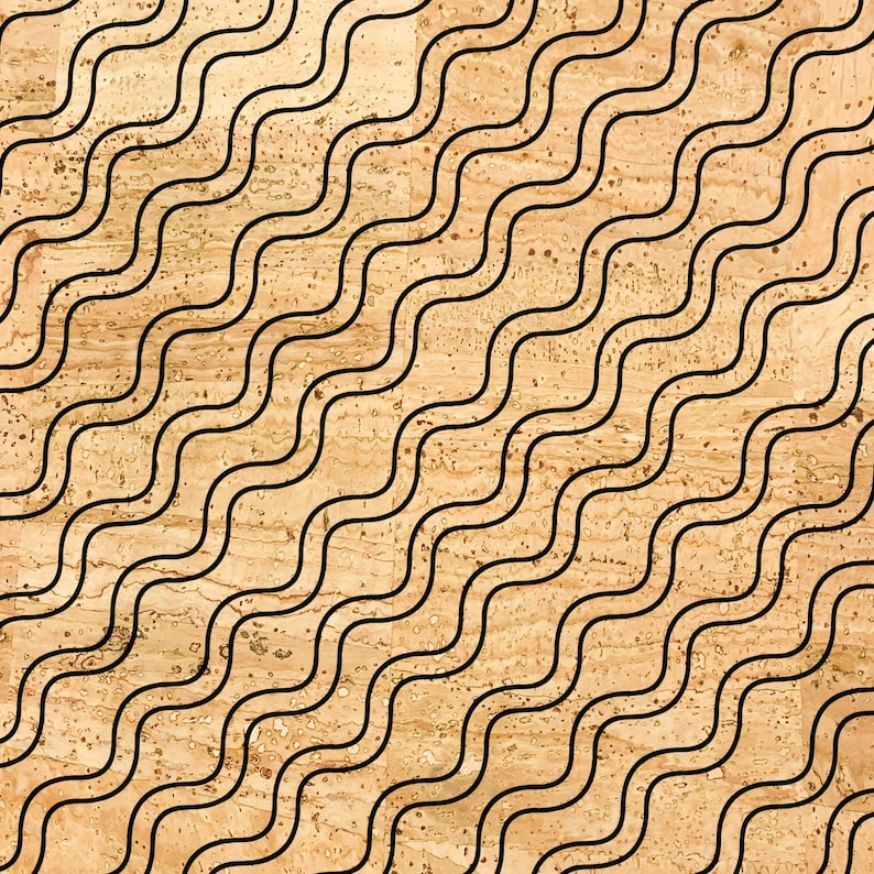 Printed Cork Fabric, Natural Cork Leather With Black, Genuine Cork ...