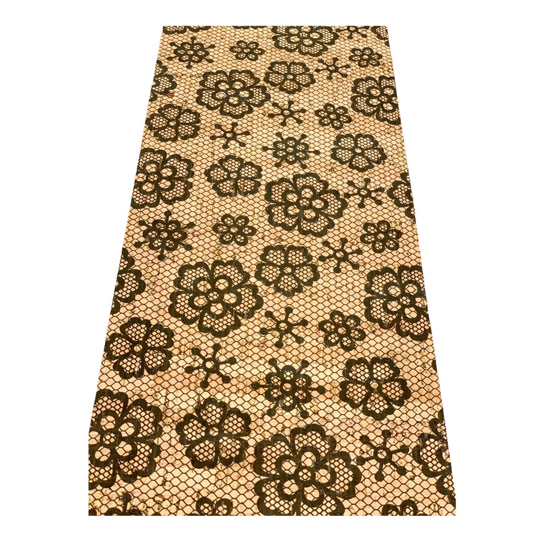 Tela de corcho, Negro Estampado de flores Cuero de corcho, Tejido de ...