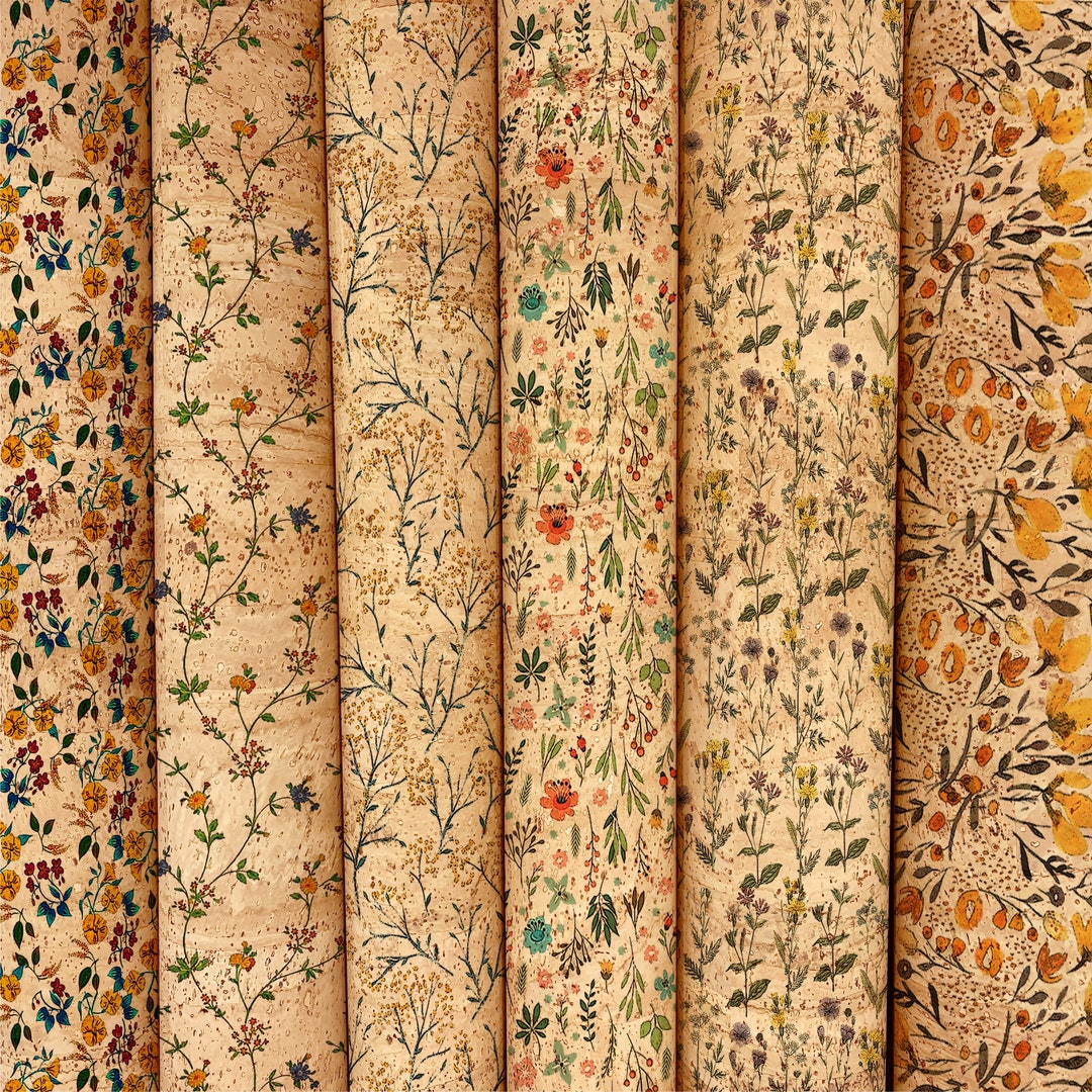 Floral Patterned Cork Fabric, Eco-friendly Material (50cm X 32cm) - Etsy