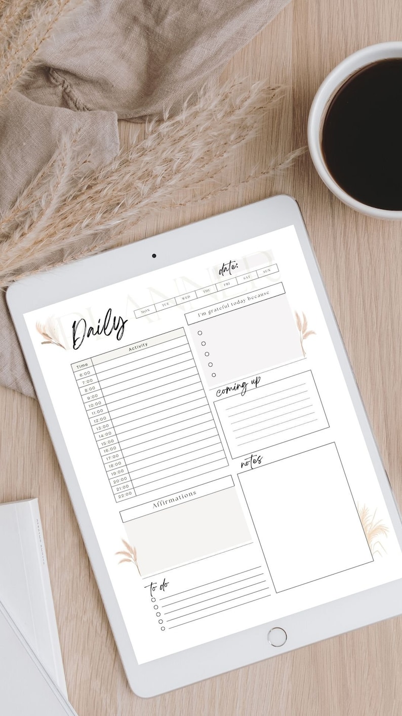 Digital Download, Daily Planner, Instant Download, Minimal Productivity ...