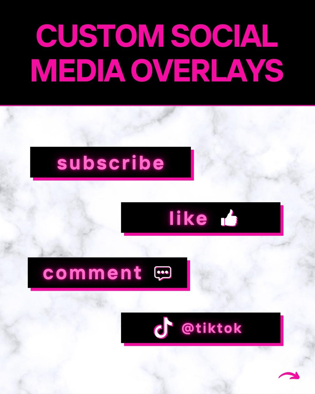 Neon Magenta Pink Social Media Overlays Pop-ups Buttons - Etsy