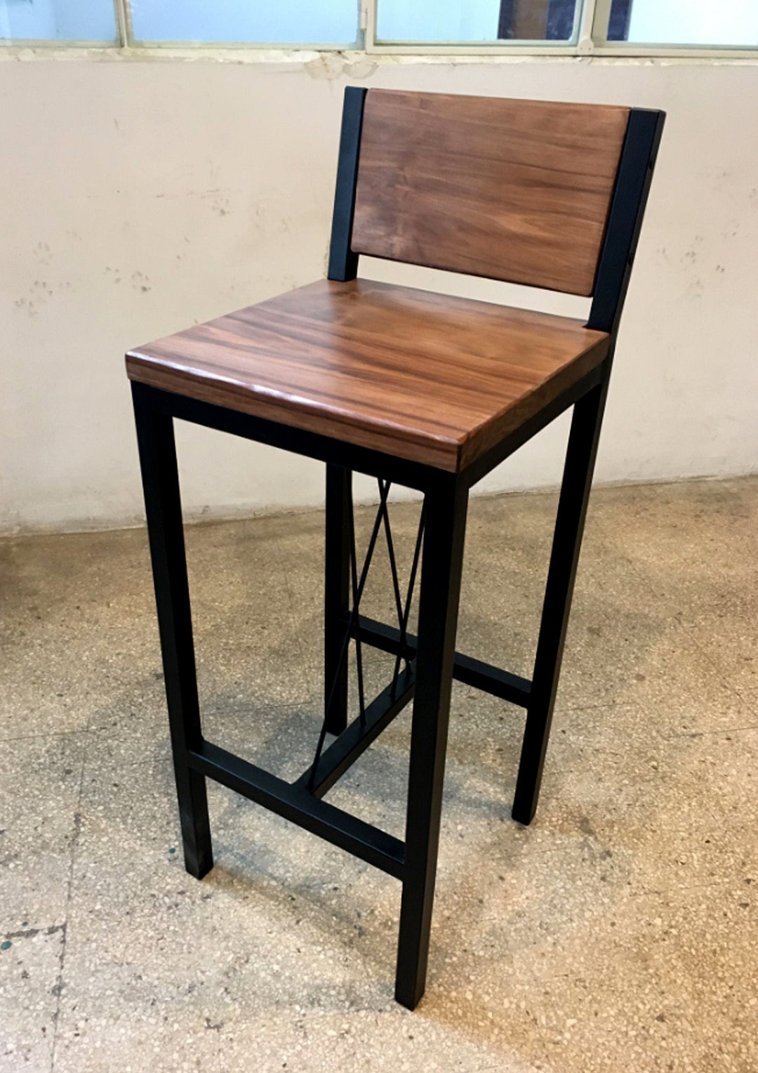 Industrial Style Infinity Stool in Solid American Walnut and Iron - Etsy