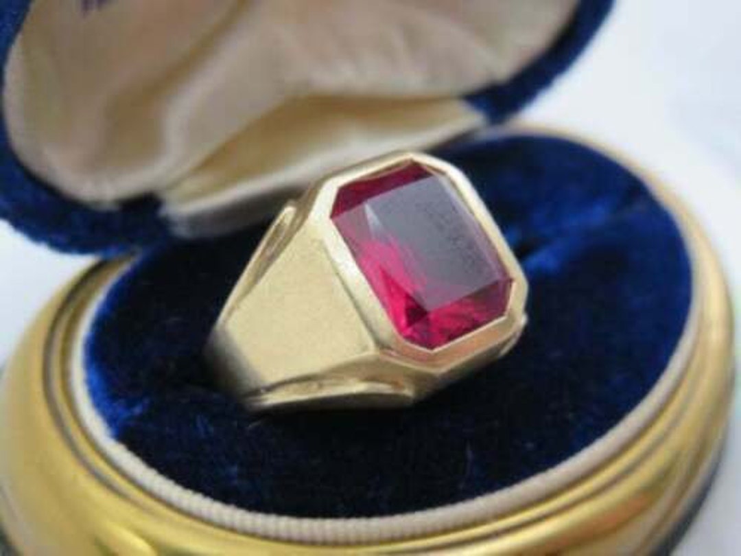 Ruby Ring, Men's Ruby Ring Ruby Cabochon Ring, Men's Gemstone Ring ...
