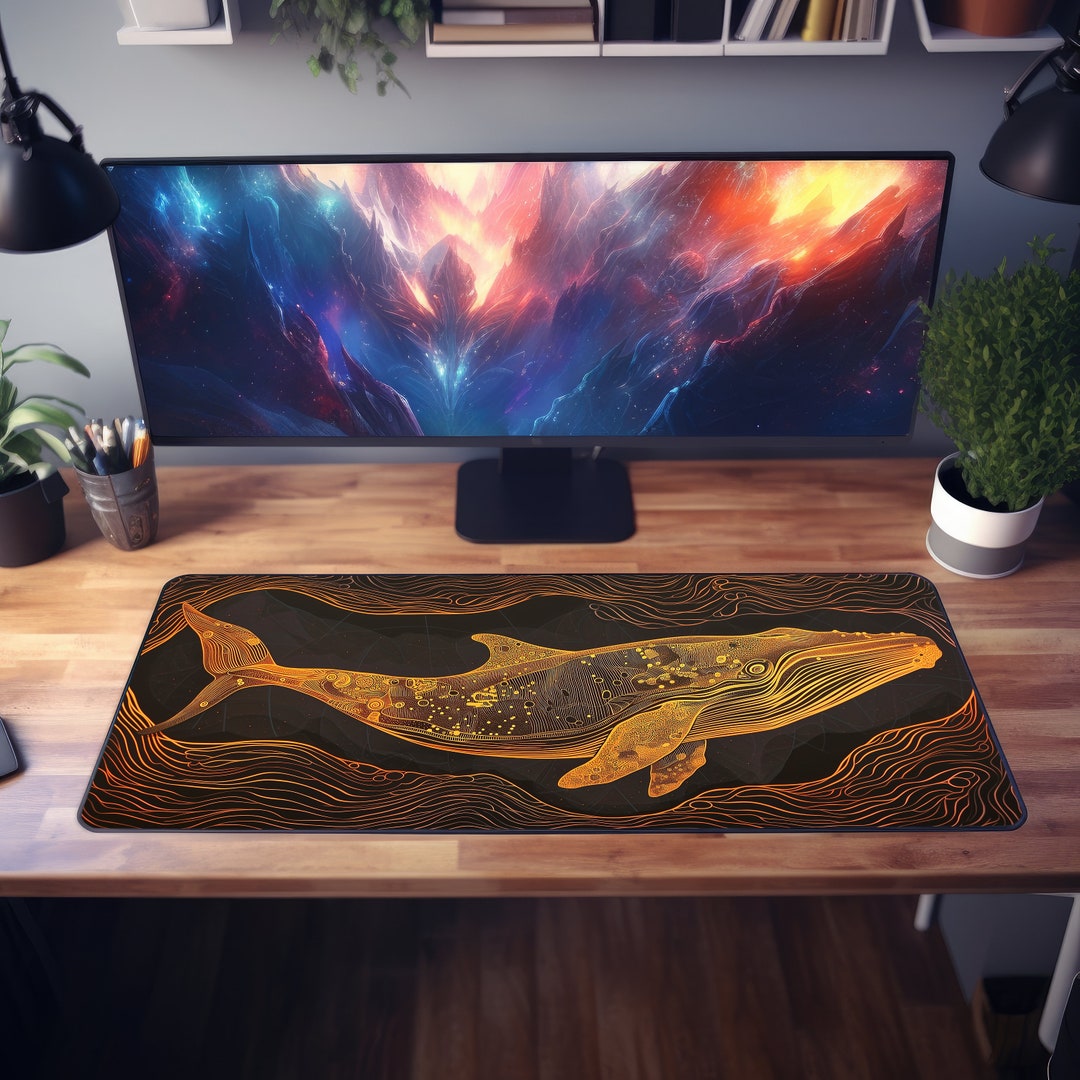 Cute Desk Mat Aesthetic XL Whale Art Deskmat Large Mouse Pad XXL Nature ...