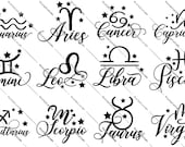 Zodiac Star Sign Names Bundle SVG / PNG Cut File - Etsy