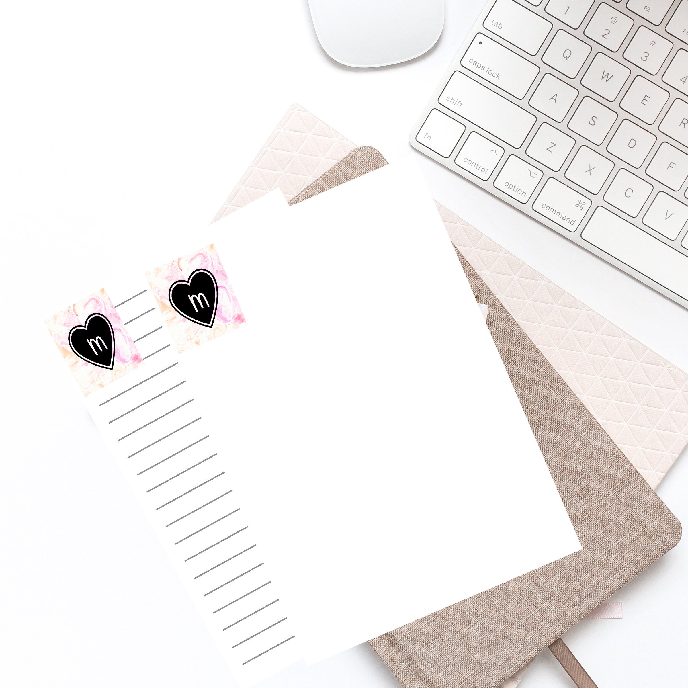 Paper Stationery Monogrammed Heart Stationery Set Pen Pal Kit Printable ...