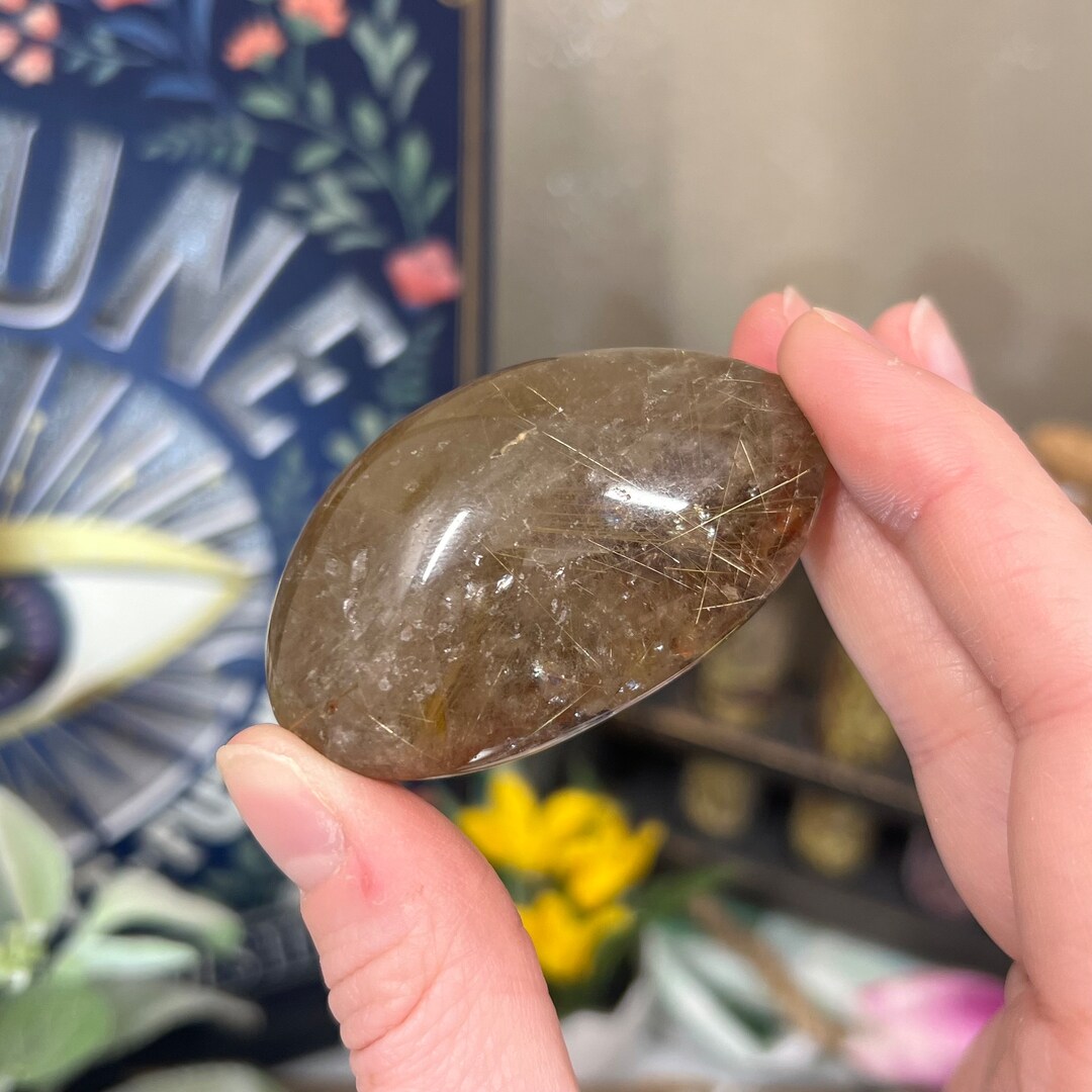 Golden Rutile Quartz Lens | Garden Quartz Lens | Lodolite Quartz - Etsy