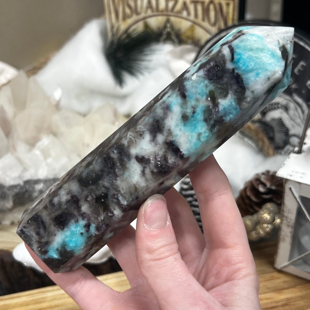 Amazonite Tower With Lepidolite and Smoky Quartz Mixed Amazonite Tower - Etsy