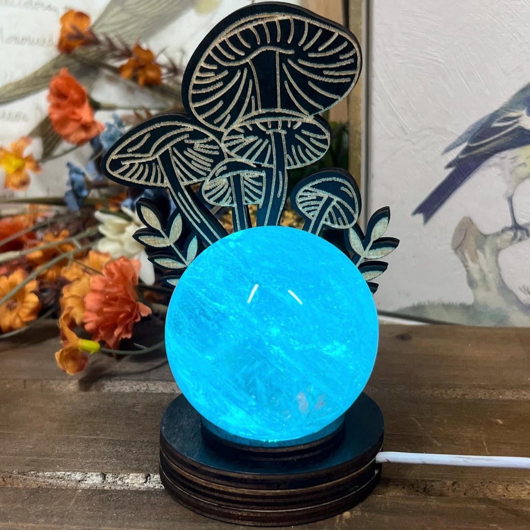 Mushroom Display Stand Crystal Sphere Stand Rainbow COLOR CHANGING ...