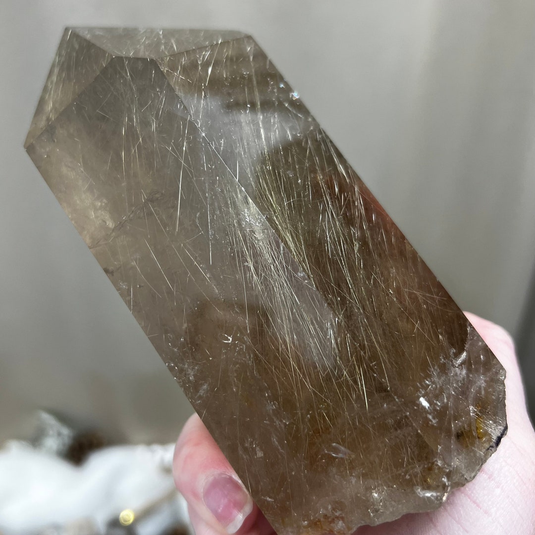 Large Smoky Quartz With Golden Rutile Point Golden Rutilated - Etsy UK