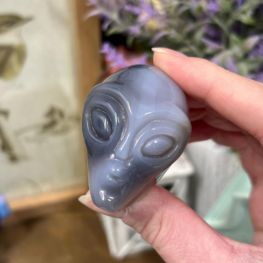 Agate Alien Head | Crystal Alien Carving - Etsy