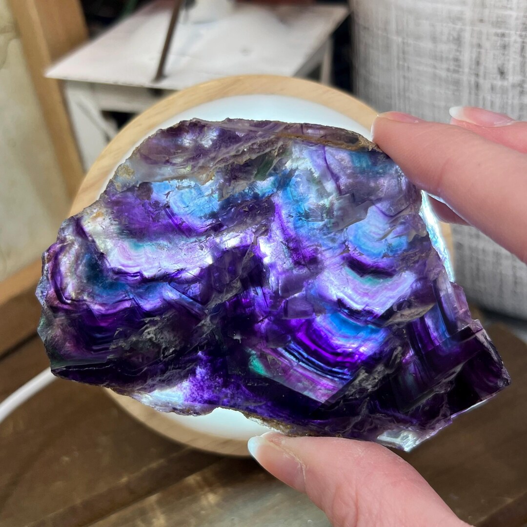 High Quality Rainbow Fluorite Slab With Stand - Etsy