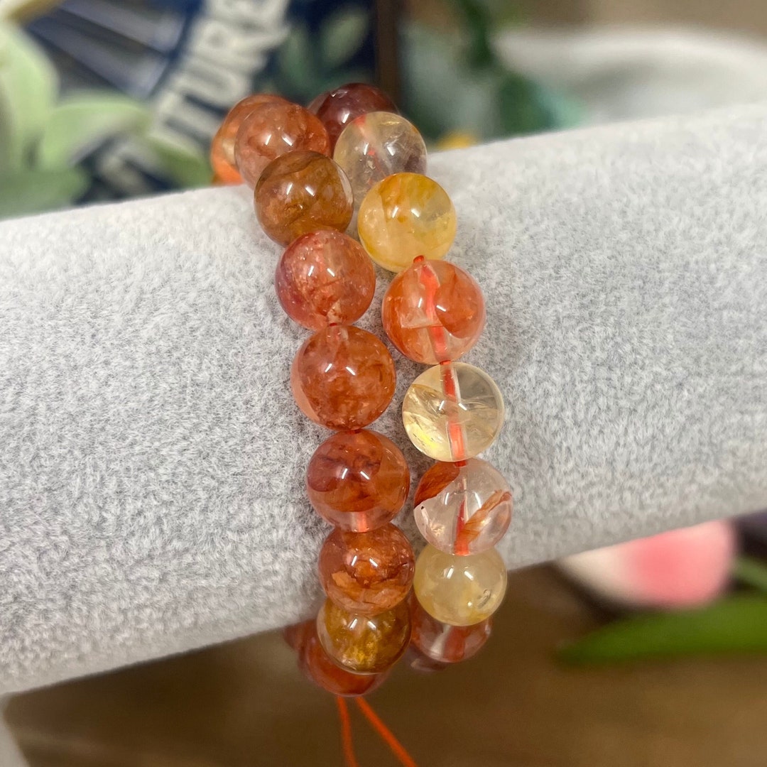 High Quality Fire Quartz and Golden Healer Crystal Bracelet | Golden ...