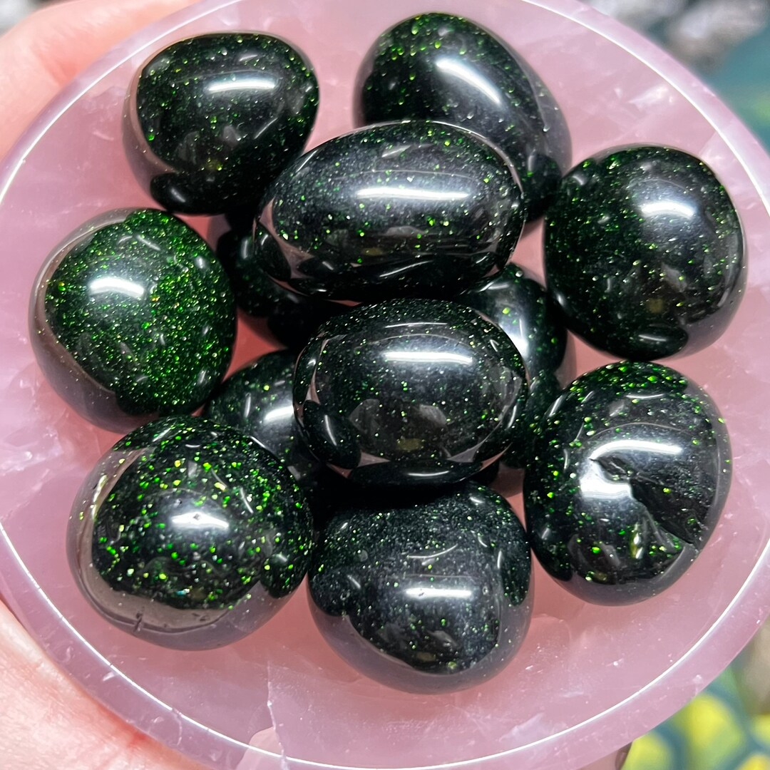Green Goldstone Tumble | Green Sandstone | Manmade Crystals | Sparkly ...