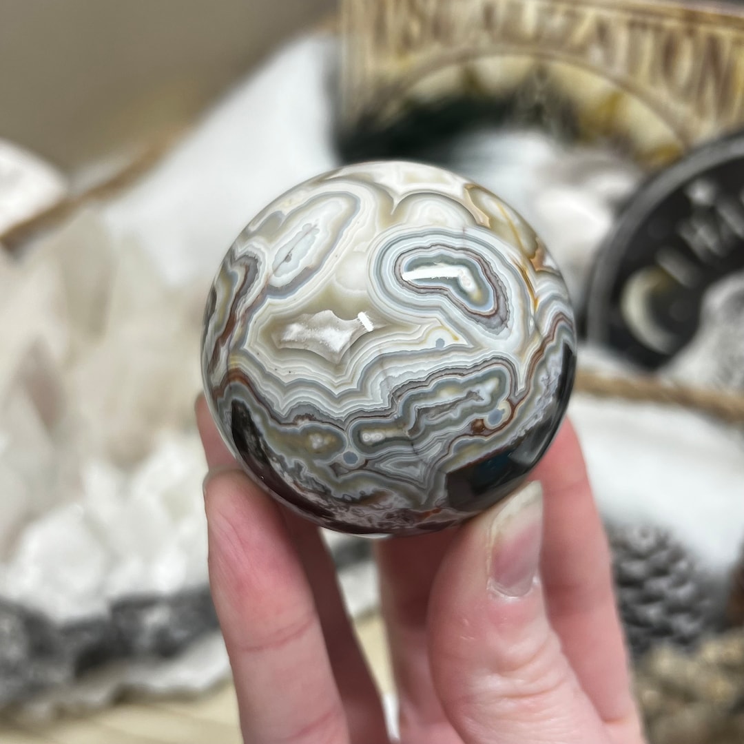 Mexican Crazy Lace Agate Sphere | Laguna Lace Agate - Etsy