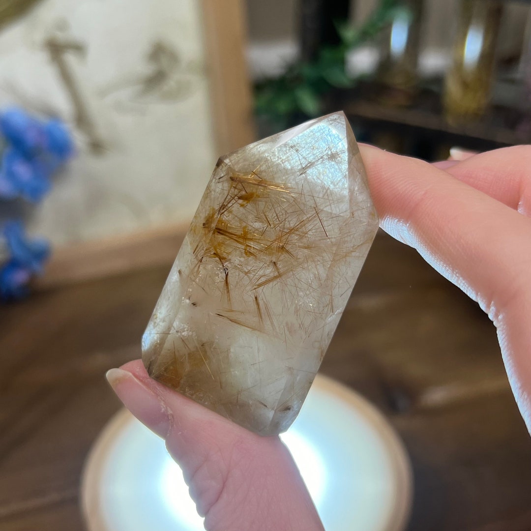 High Quality Gold Rutile in Quartz Tower | Golden Rutile | Rutilated ...