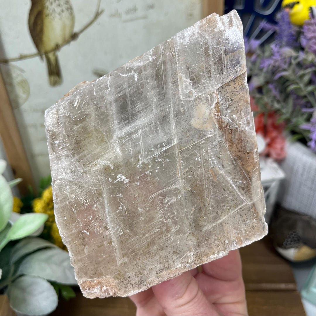 Large Utah Selenite Chunk Raw Selenite Golden Phantom Selenite Etsy