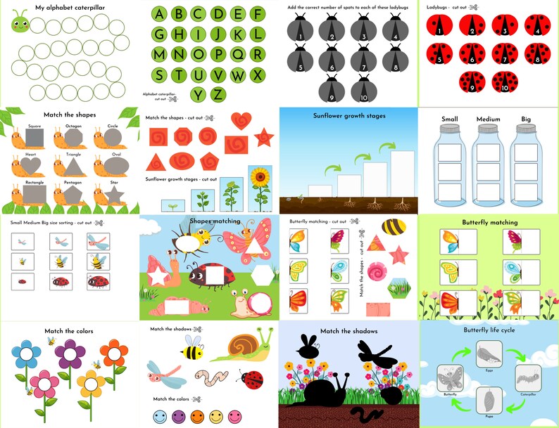 Toddler Spring Printable Busy Book / Insects Activity Worksheets ...