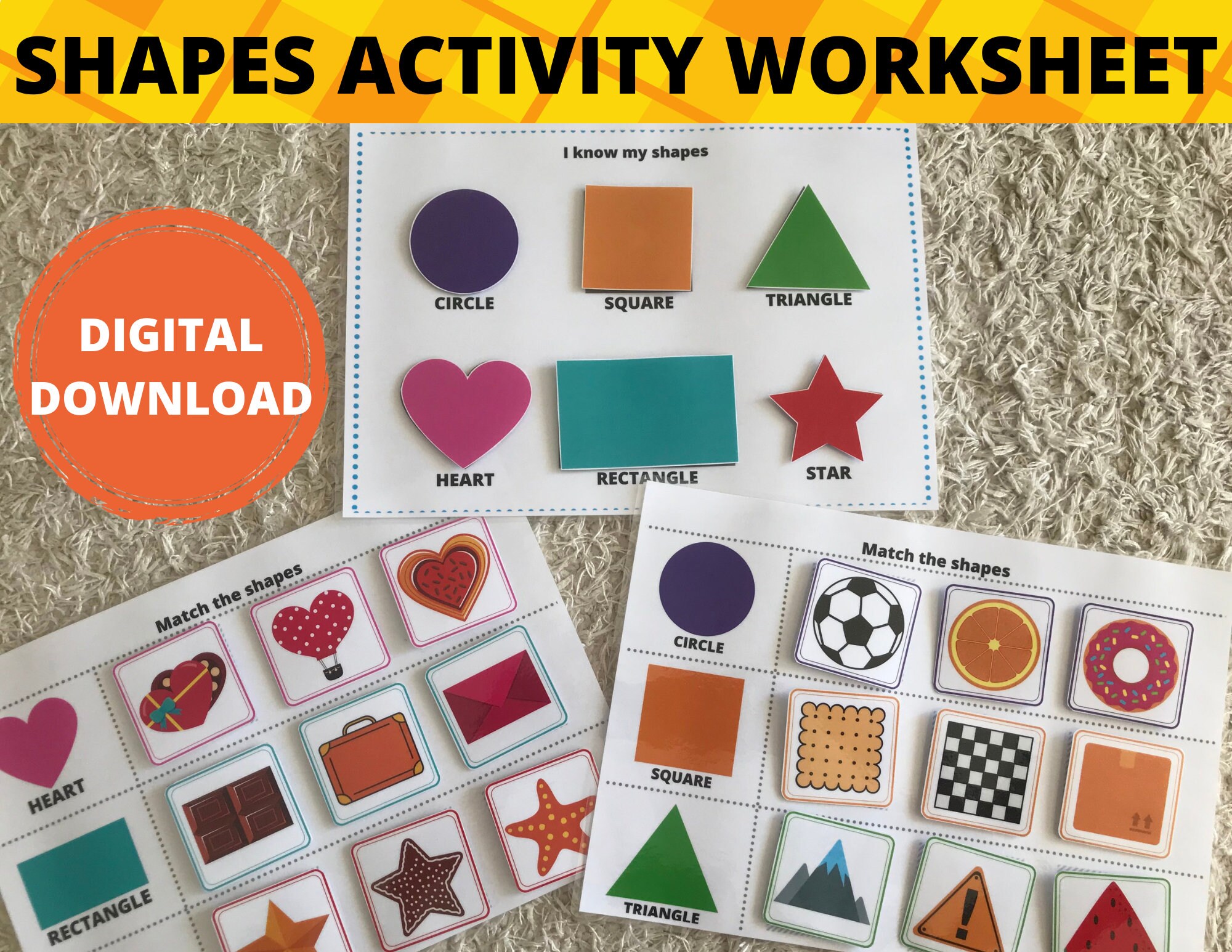 SHAPES Printable Activity Pages for Toddlers/ Shapes Printable - Etsy
