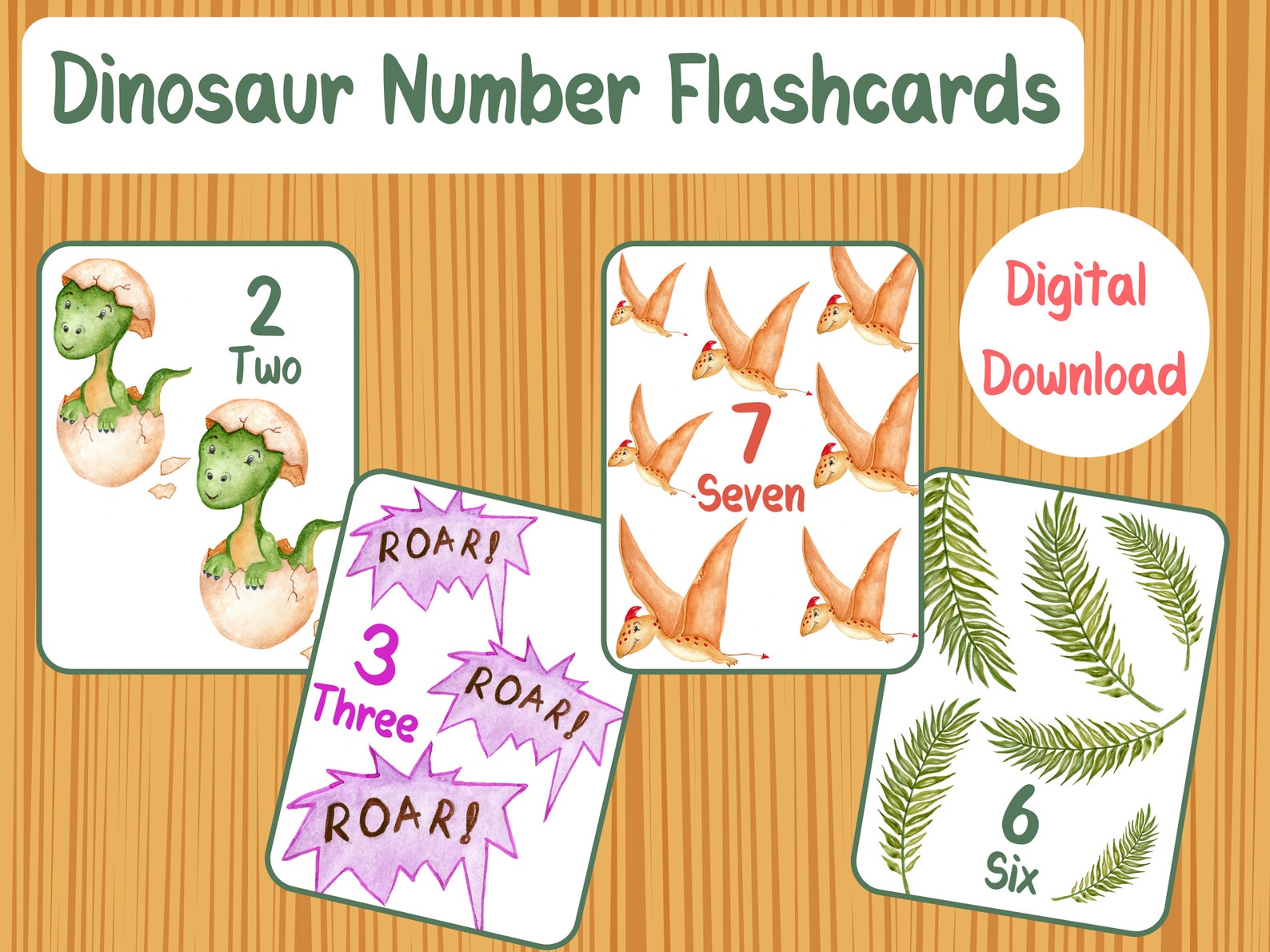 Dinosaurs Number Flashcards / Learning Numbers / Counting Numbers for ...