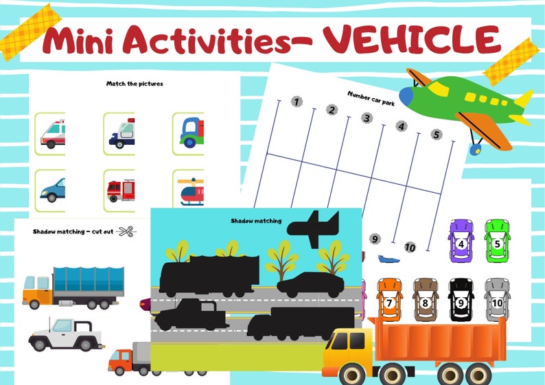 VEHICLES Printable Toddler Activity Pages/ Vehicles Busy Book / Toddler ...