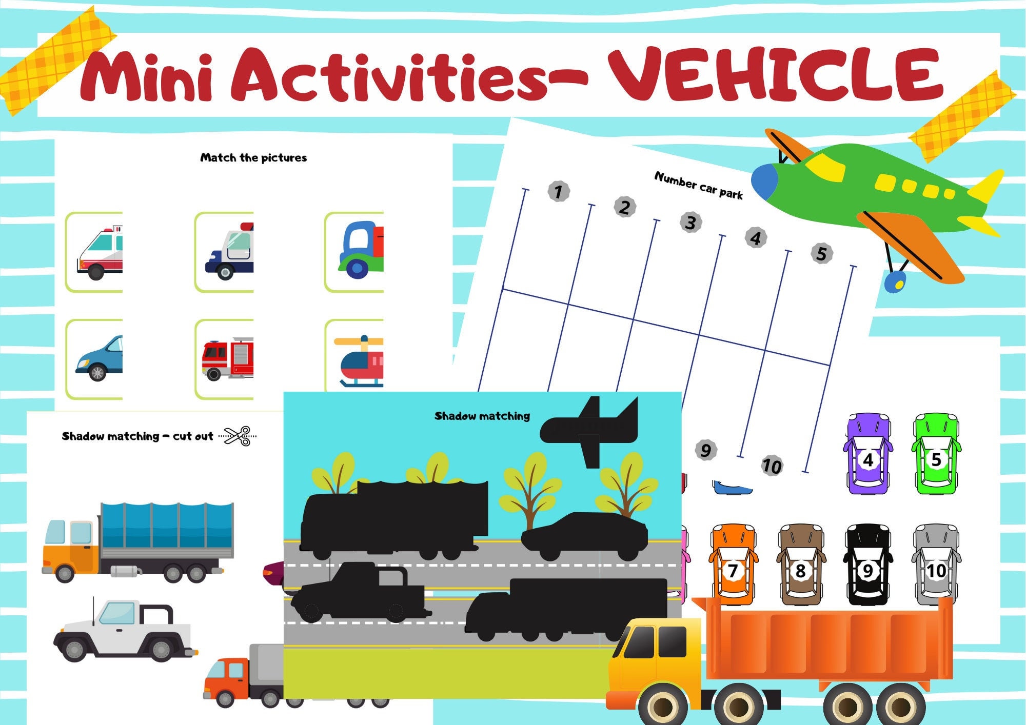 VEHICLES Printable Toddler Activity Pages/ Vehicles Busy Book / Toddler ...