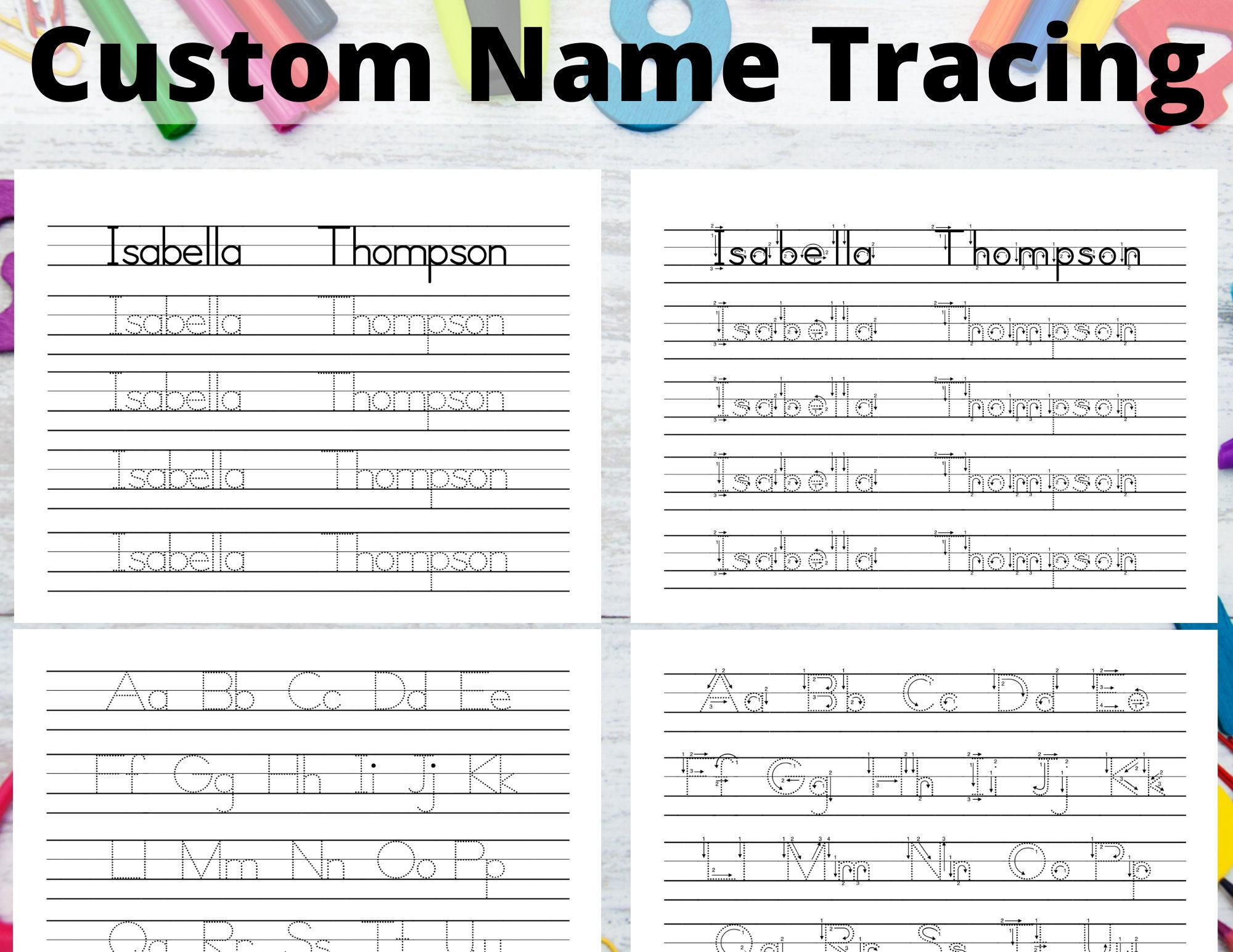 Custom Name Tracing Worksheet / Personalized Handwriting Practice ...