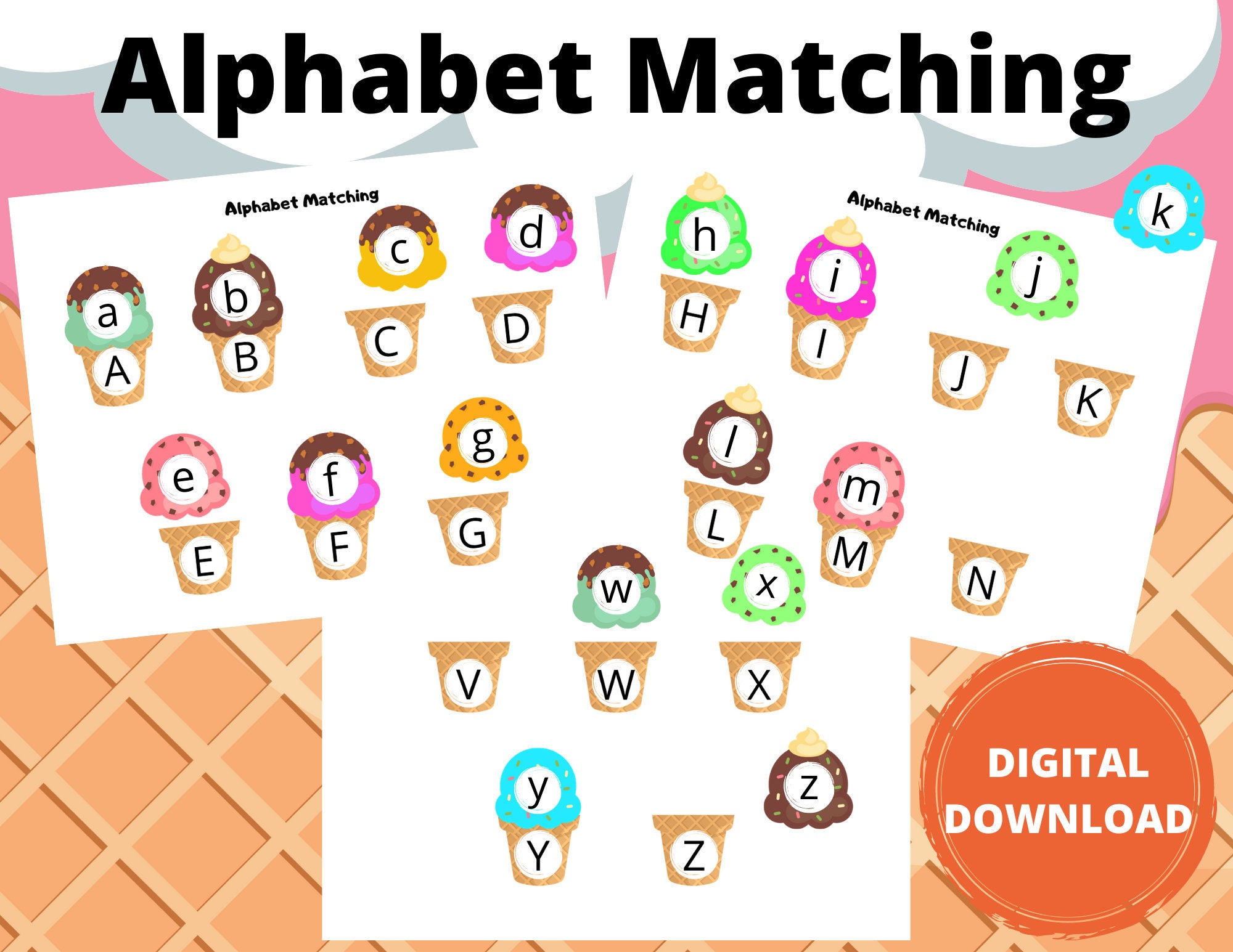 Alphabet Matching / Alphabet Printable Activity Pages for Toddlers ...