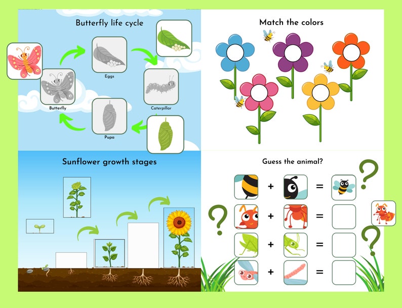 Toddler Spring Printable Busy Book / Insects Activity Worksheets ...