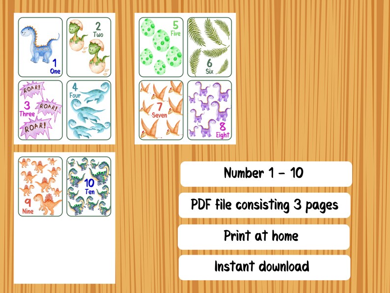 Dinosaurs Number Flashcards / Learning Numbers / Counting Numbers for ...