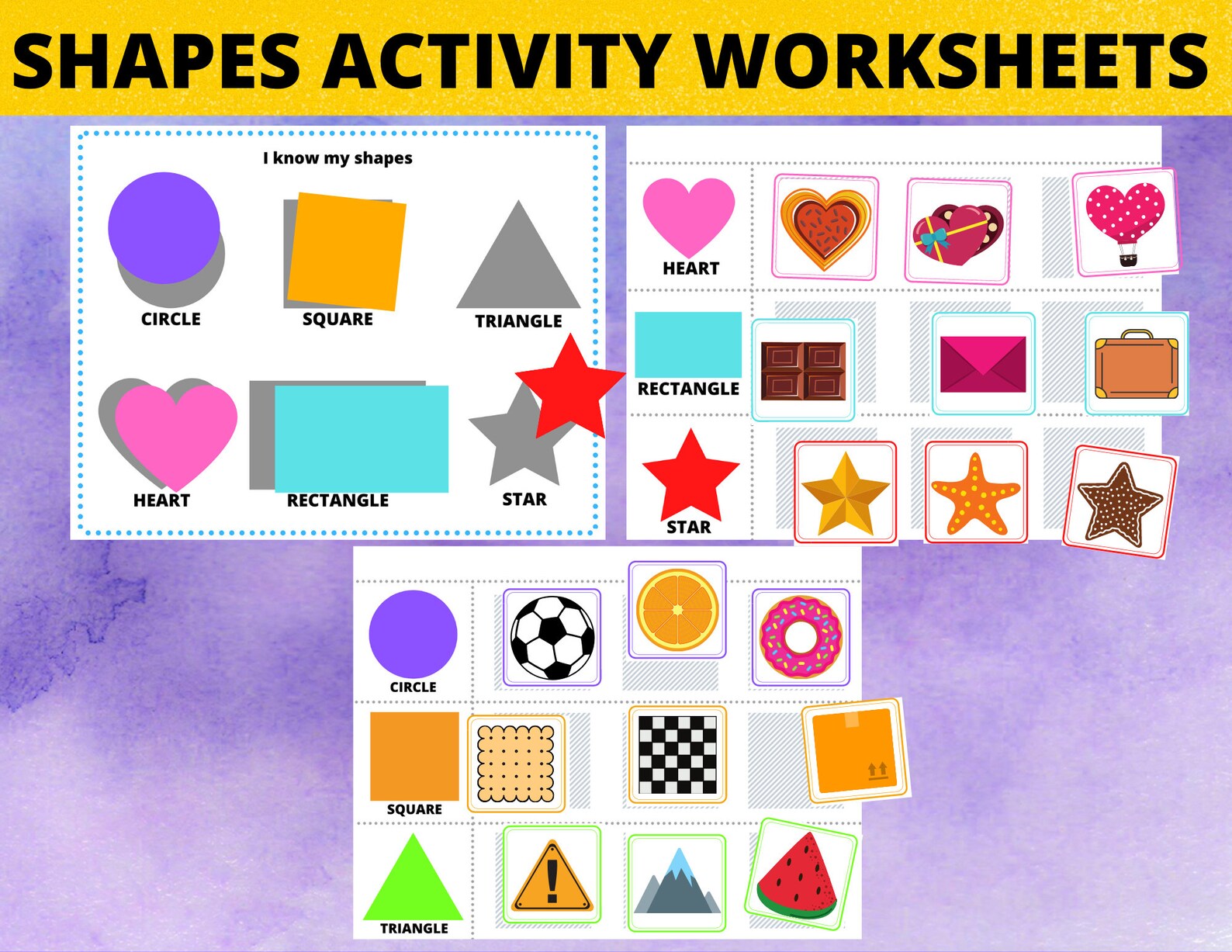 SHAPES Printable Activity Pages for Toddlers/ Shapes Printable Busy ...